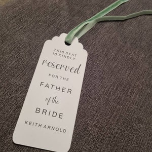 Foil Seat Reservation Tag Wedding Reserved Chair Tag - Etsy UK