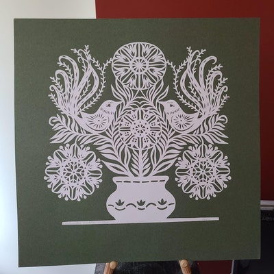 Ornament Original Linocut Print Lithuanian Handmade Lino Print by Odeta ...