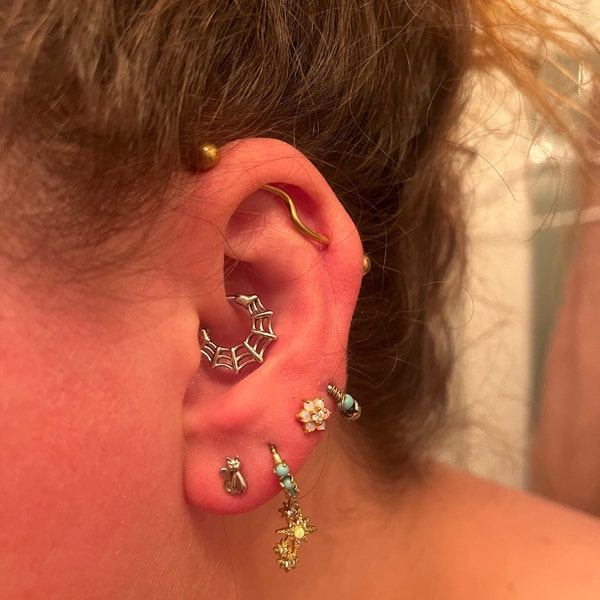 16G Spider Web Septum Ring Black Silver Clicker/cartilage/helix Earring ...