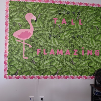 Flamingo Classroom Decor, Ready to Hang Bullein Board, Flamingo ...