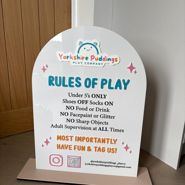Custom Perspex Soft Play Rules Sign, Logo Play Rules Sign, Business ...