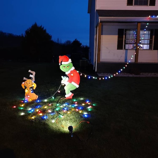 Grinch Stealing The Christmas Lights Lawn Yard Art Decoration Decor