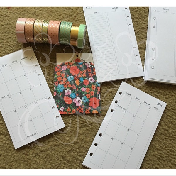 Digital Pocket Size Undated Weekly/daily Traveler's Notebook Inserts ...