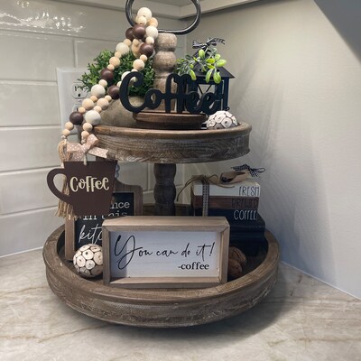 Coffee Mini Wood Book Stack With Scoop/ Coffee Bar/ Tier Tray - Etsy