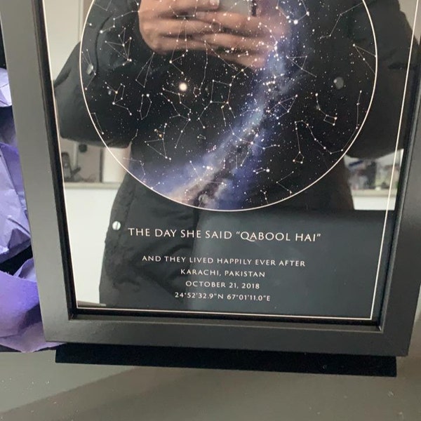 Custom Star Map | Framed Poster | REAL Night Sky | Custom Star Poster ...