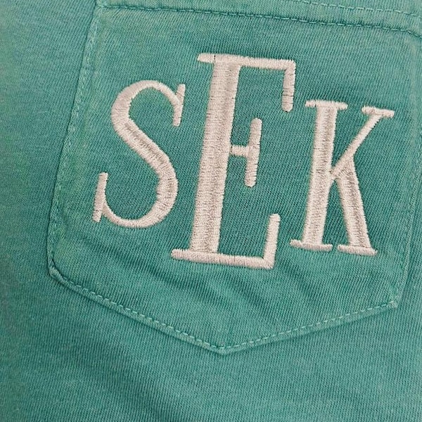 Monogram Bridesmaid Shirts, Embroidered Comfort Colors Pocket Tshirts ...