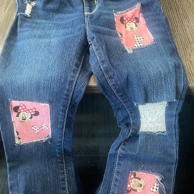 Distressed Minnie Mouse Jeans // Disney Patches // Distressed Jeans ...