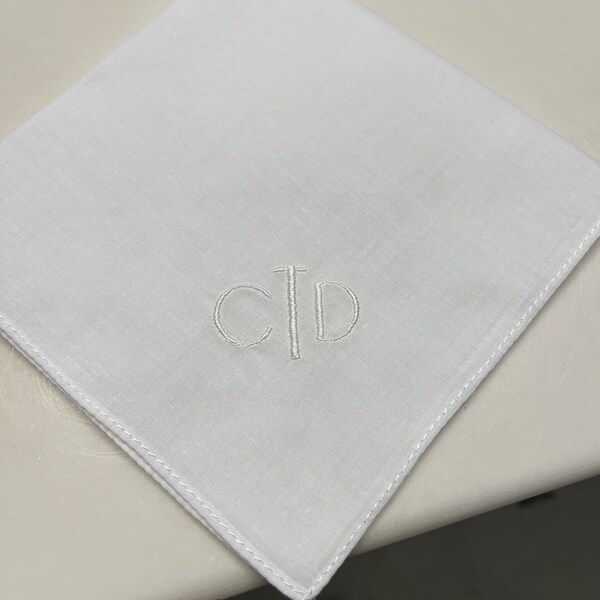MENS DIAMOND Font Embroidered Monogrammed Handkerchief, Wedding ...