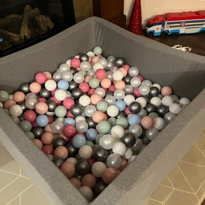 Large Square Ball Pit 400 Balls Included Gray, Pit Ball Kids, Pit Ball ...