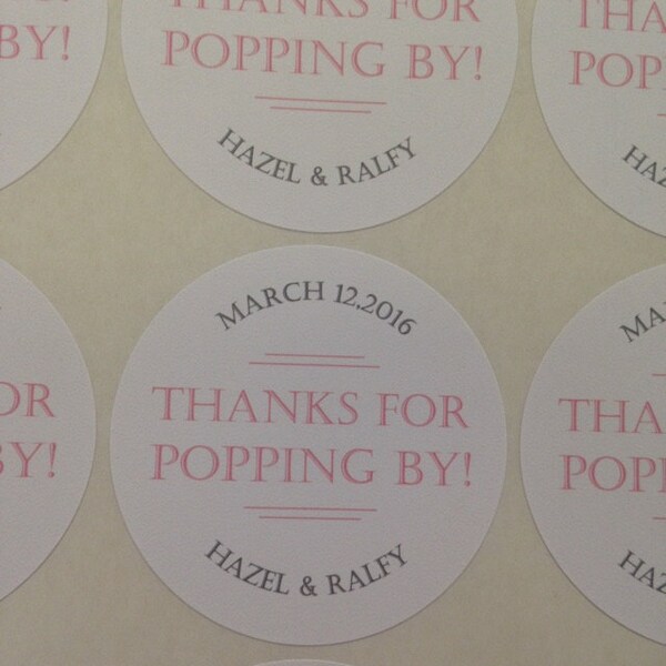 Thanks for Popping by Stickers, Popcorn Favors for Wedding, Baby Shower ...