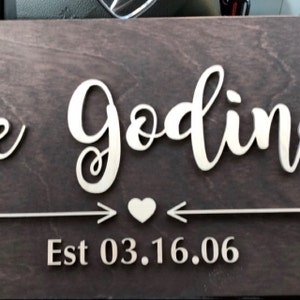 Wedding Last Name Sign 3D, Bridal Shower Gift, Established Family Sign ...
