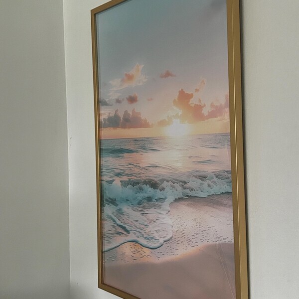 Pastel Horizontal Sunset Ocean Beach Print Wall Art, Boho Beach Poster ...