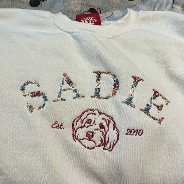 Floral Custom Embroidered Dog Sweatshirt | Custom Dog Sweater ...
