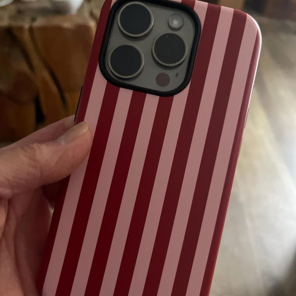 Red & Pink Striped Phone Case, Trendy Retro Minimalist Aesthetic Lines ...