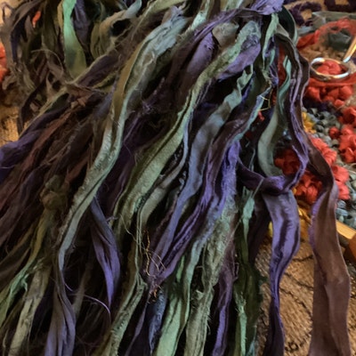 10 Yards Royal Blue Sari Pure Silk Ribbon Yarn for Tassels - Etsy