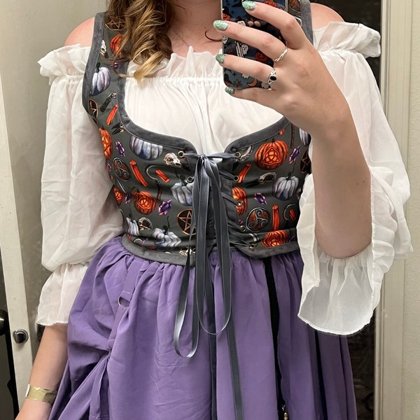 Halloween Top Renaissance Bodice, Pumpkin Corset Witch Style Corset ...