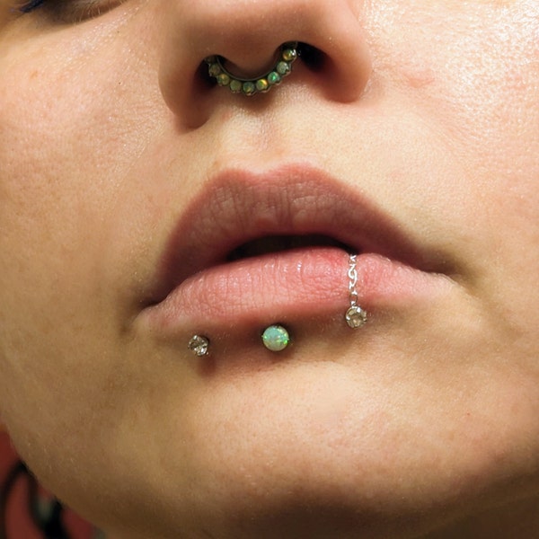 Handmade Vertical Labret Piercing Chain: Stainless Steel Lip Jewelry - Etsy