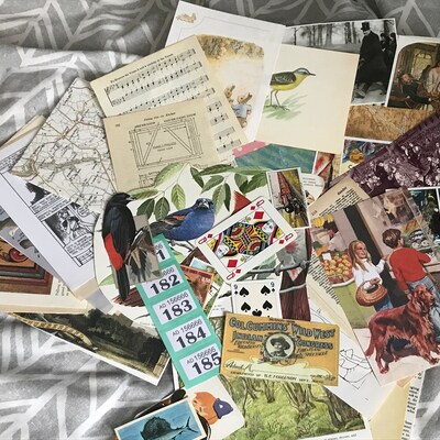 Vintage Paper Ephemera Pack. 75 Piece Mixed Paper Ephemera for ...