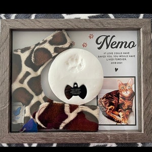 Pet Memorial Paw Print Holder Shadow Box Two Paw Prints Pet - Etsy