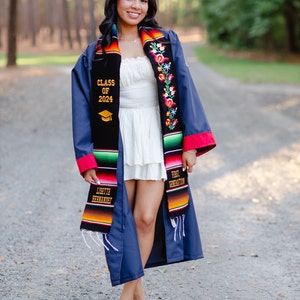 Floral Embroidered Personalized Mexican Sarape Graduation Stole - Etsy