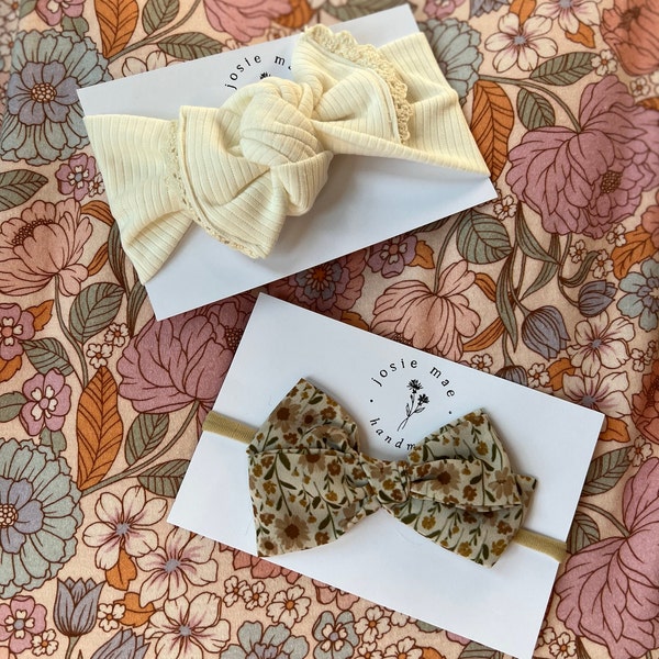 Blush Wildflower Floral Fable Bow- Large Bow, Ditsy Floral Stems - Etsy