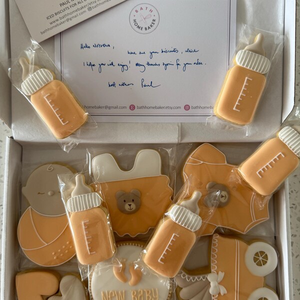 Personalised New Baby Iced Biscuits, Set of 12 Baby Shower Biscuits ...