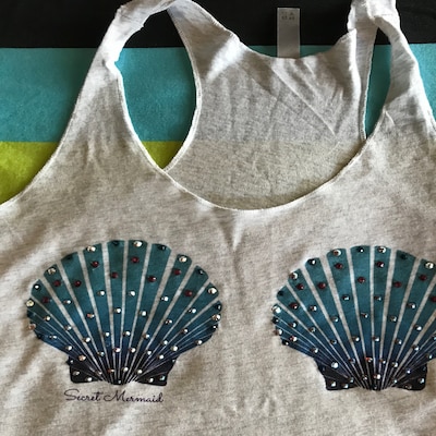 Mermaid Shirt, Sea Shell Bra Top, Mermaid Costume, Mermaid Bra Shirt ...