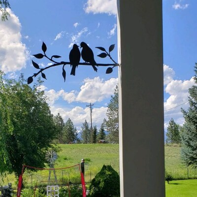 Love Birds Metal Tree Art Metal Bird Garden Steel Rusty Silver Copper ...