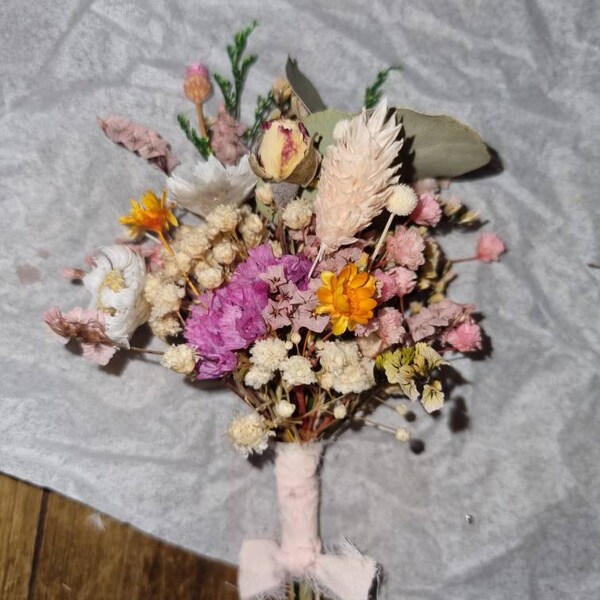 Rustic Dusty Blue Dried Flower Bouquet, Dried Flower Posy, Wedding ...