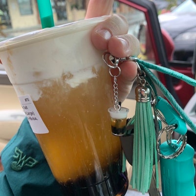 Boba Keychains Dalgona/sea Salt Series, Bubble Tea Keychain, Boba Tea ...