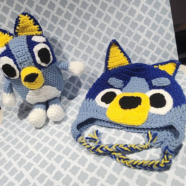 Crochet Blue Dog Hat Pattern, Crochet Pattern, Blue Dog, Hat Patterns ...