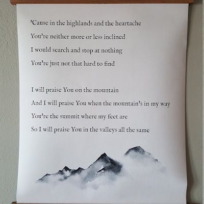 Custom Mountain Poem Art Print on Canvas With Hanger Frames Any Pix or ...