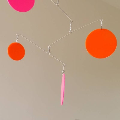 Gorgeous Orange DIY Atomic Mobiles Beautiful Retro MCM Kinetic Hanging ...