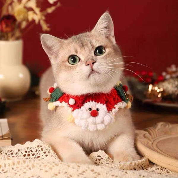 Handmade Christmas Crochet Dogs Cats Collar, Pet Party, Gift Idea, Pets ...