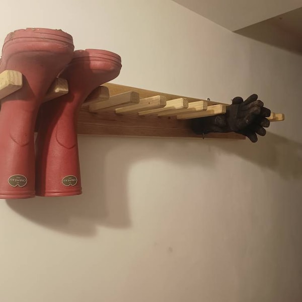 Handmade Reclaimed Wood Welly Rack: Wall Mounted Boot Storage - Etsy