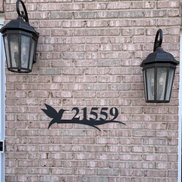 Hummingbird Sign, Hummingbird Address Sign, Bird House Numbers, Branch ...