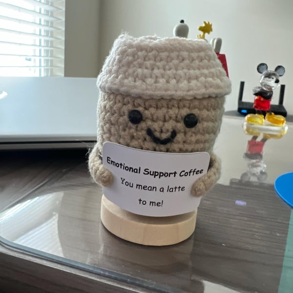 Crochet Coffee Bean Coffee Cup: Handmade Emotional Support Desk Buddy ...