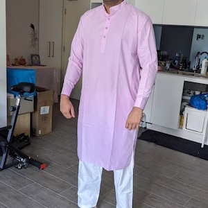 Men Indian Jubba / White Solid Mandarin Collar Thobe / Jubba With Plain ...