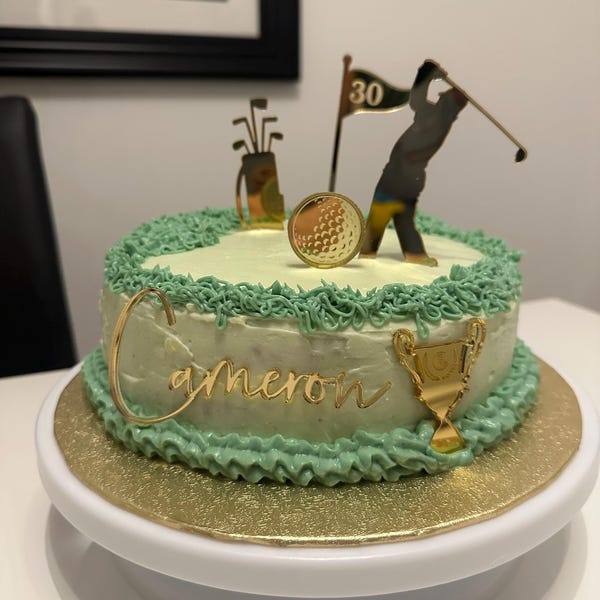 Golf Cake Charm Set - Golf Cake Toppers-gold Acrylic-golfer Cake Topper ...