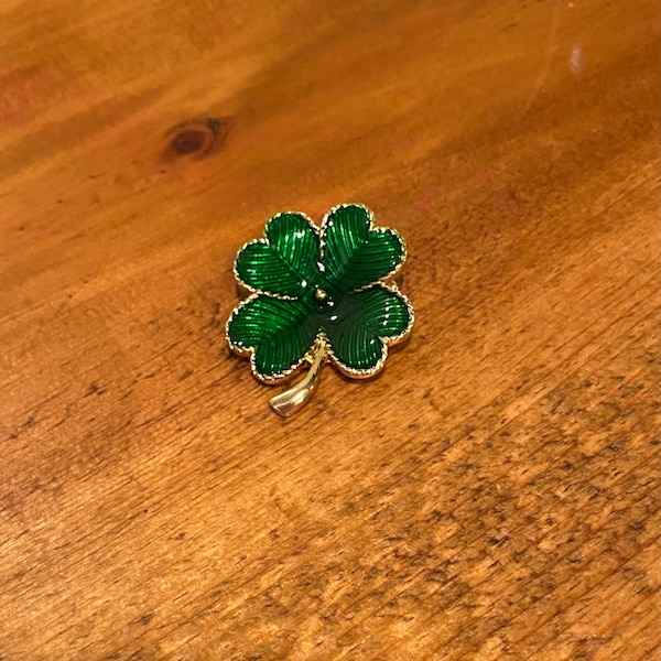 Green Four Leaf Clover Pin Brooch Created in Shiny Green Enamel Finish ...