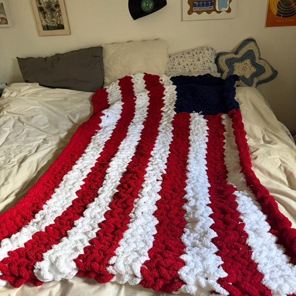 American Flag Knitting Pattern and Tutorial Instructions for Bulky Yarn ...