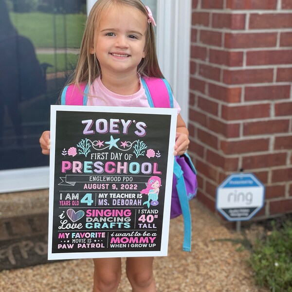 Mermaid First Day of School Sign - 1st Day of School Sign - Back to ...