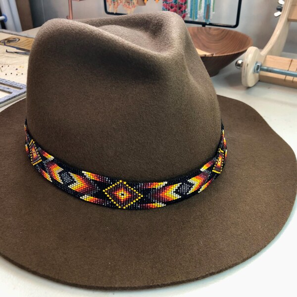 Hatband Delica Beads Capri Blue Loom Pattern No.176 - Hat Band for ...