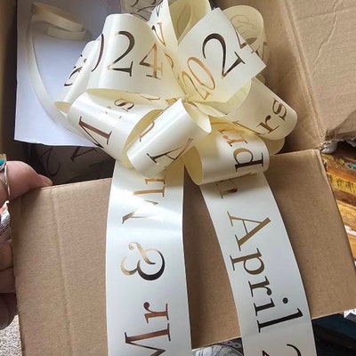 Personalised Wedding Car Ribbon and Bonnet Bow Kit Printed Car Ribbon ...