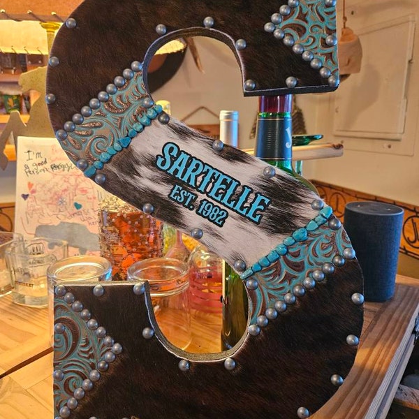 Cowhide Letters 9” - Personalized Western Wall and Shelf Decor *made to ...
