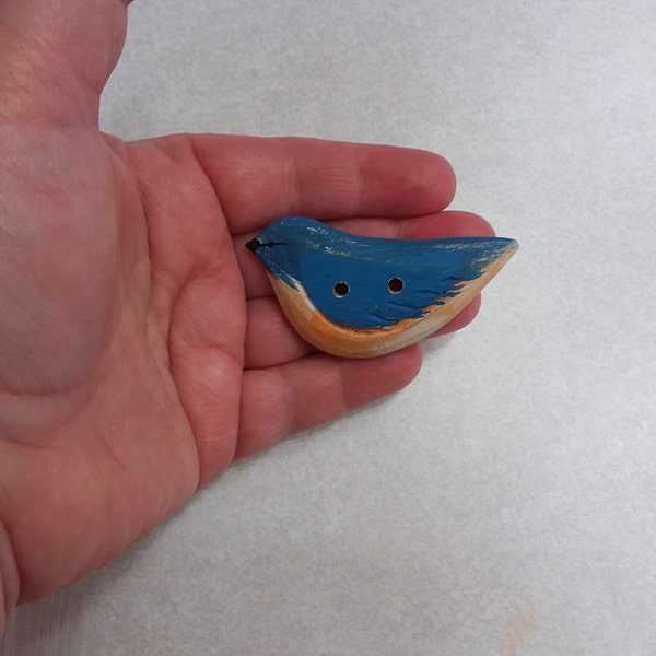 Bluebird Button, Carved Sewing Button, Large Wood Bird, Wood Bird ...