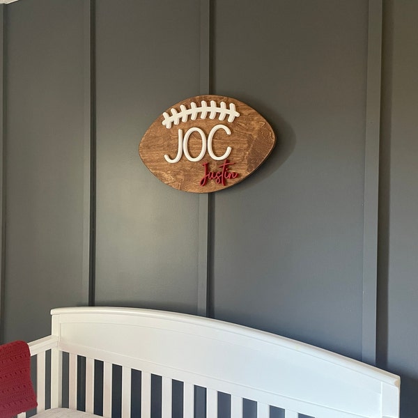 Football Name Sign | 18-36" Diameter | Round Sign | Child Baby Name ...