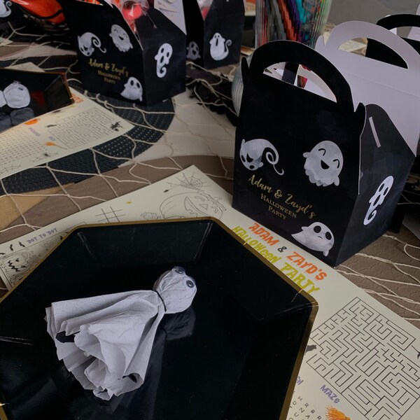 Spooky Ghosts Halloween Personalised Children’s Party Box Gift Bag ...