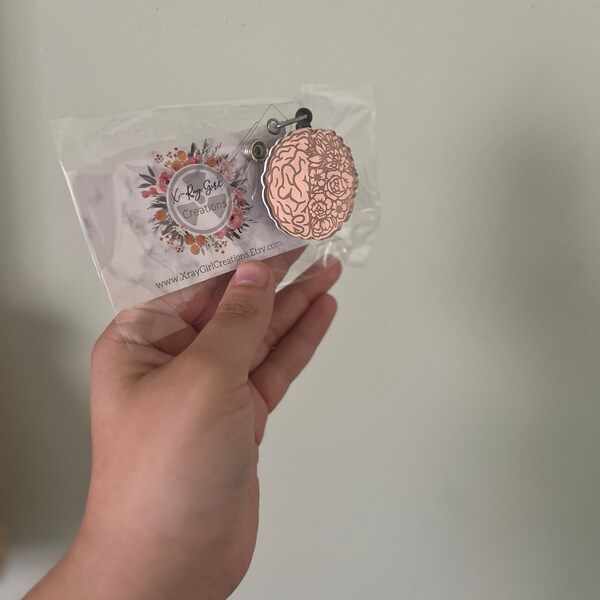 Floral Brain Badge Reel - Neurology Badge Reel - Neuro ICU Badge ...