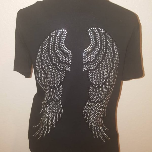 Large Angel Wings - Iron on Rhinestone Transfer Rhinestone Iron on ...